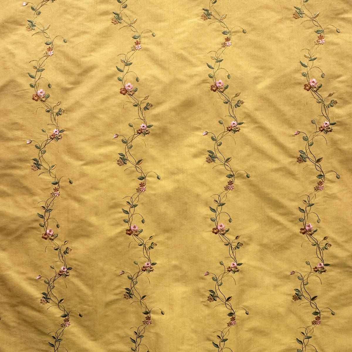 Clarence Fabric | Floral Embroidered Stripe Fabric | Drapery & Curtain ...