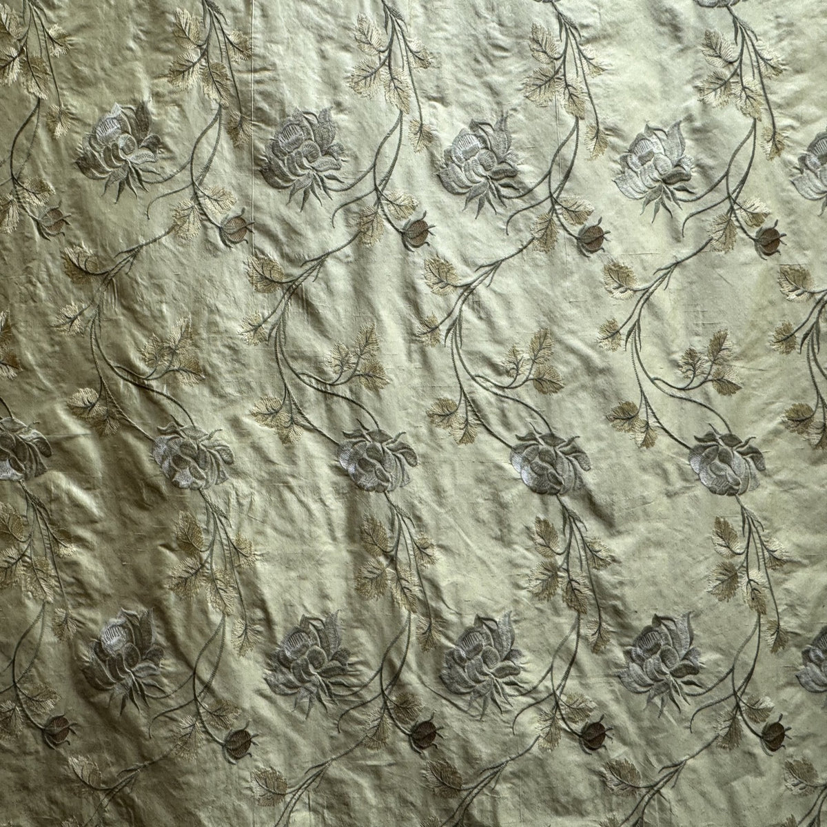 Tamil Fabric | Floral Embroidered Silk Fabric | Drapery & Curtain ...